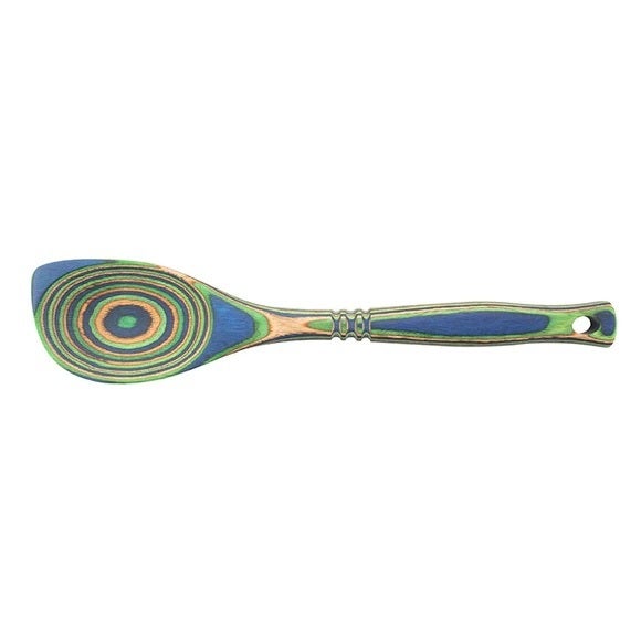 ISLAND BAMBOO Pakka Wood - 12” Corner Spoon - Peacock | Lifetime Kitchen